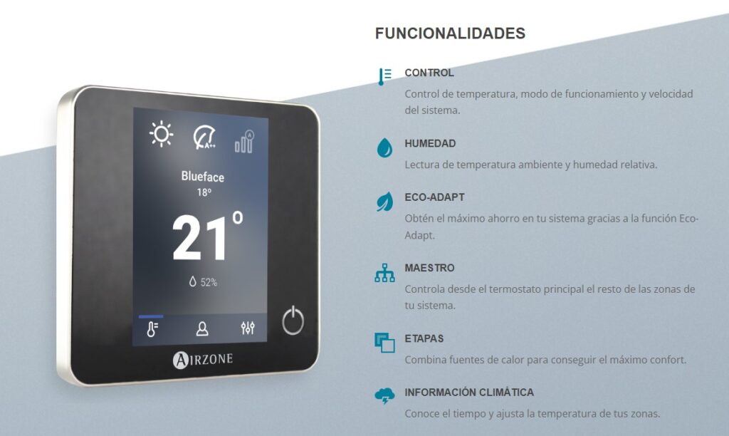 Termostato Cable AIRZONE BLUEFACE - Instalaciones Térmica Soliva S.L.