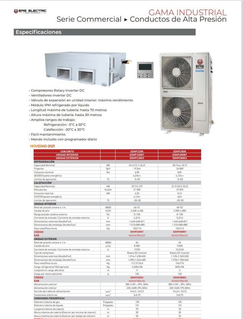 Conducto alta presión EAS EDHP220K Instalaciones Térmica Soliva S.L.
