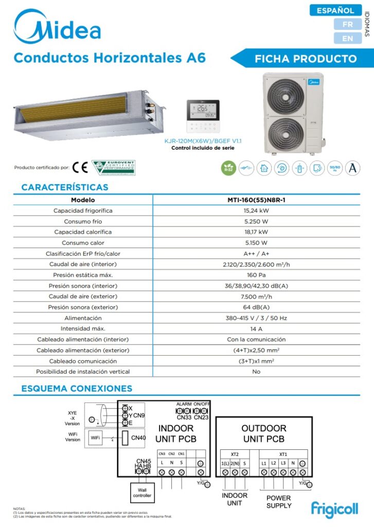 Aire Acondicionado Conducto MIDEA MTI-160(55)N8R-1 - Instalaciones Térmica Soliva S.L.